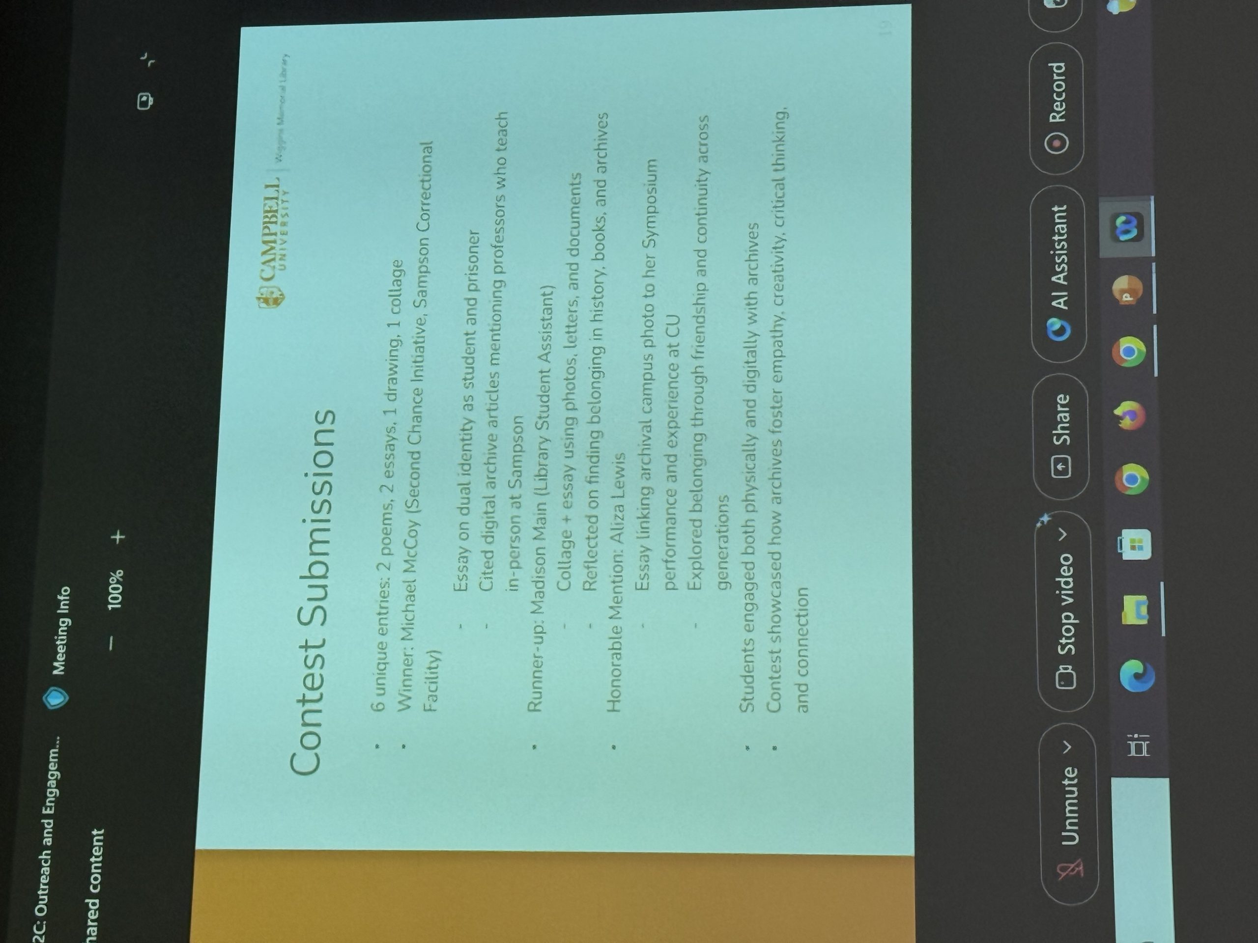 Ashelee at SNCA - ZSR Library