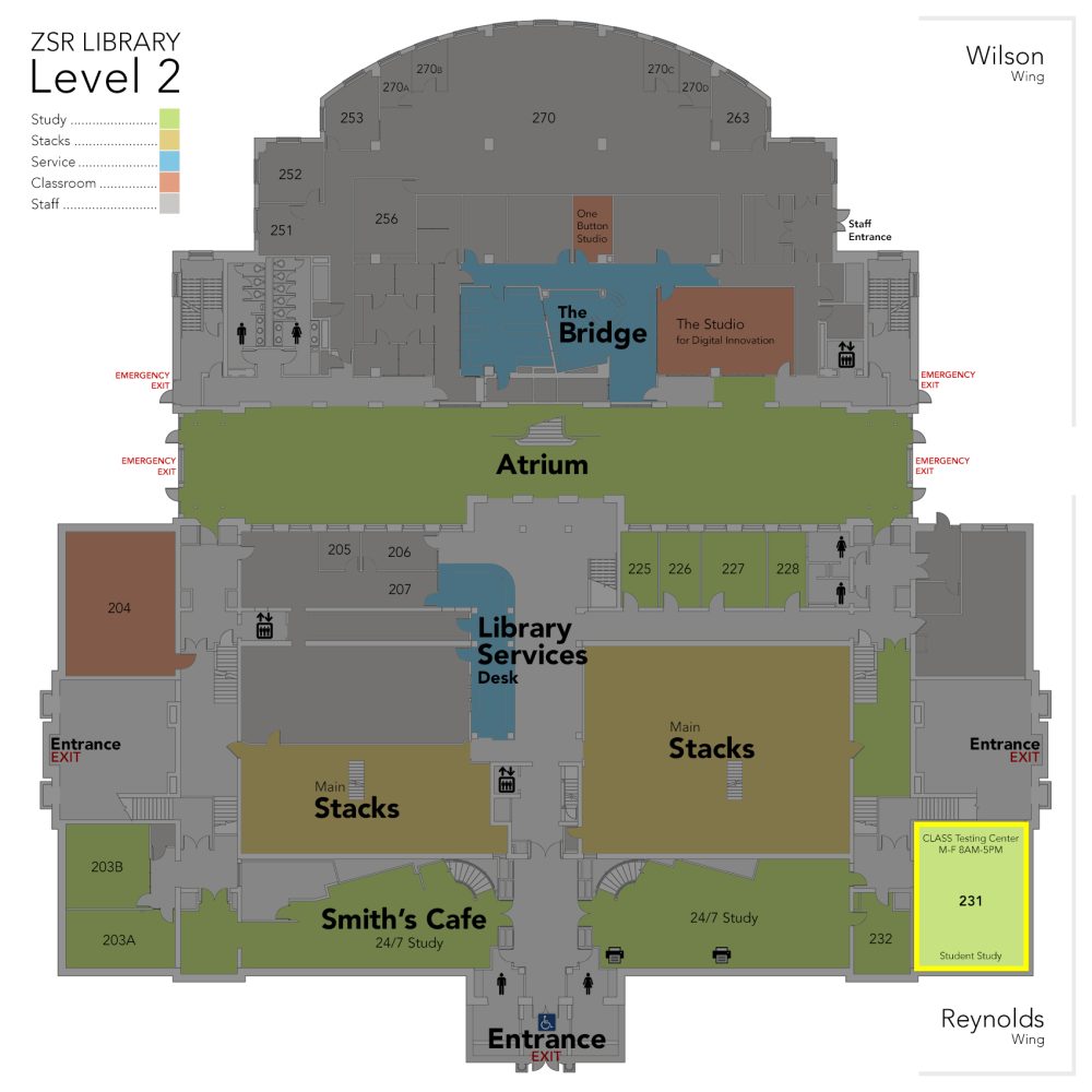 CLASS Testing Center (Room 231) - About the Library - ZSR Library